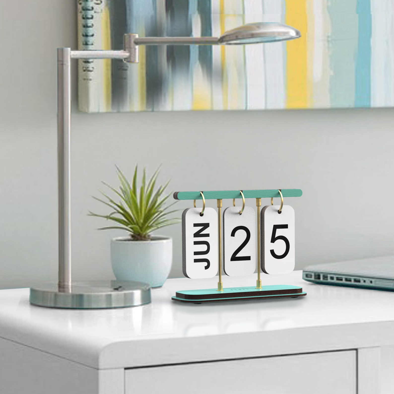 Walnut Perpetual Desk Calendar Turning Calendar Wood & Metal - Etsy