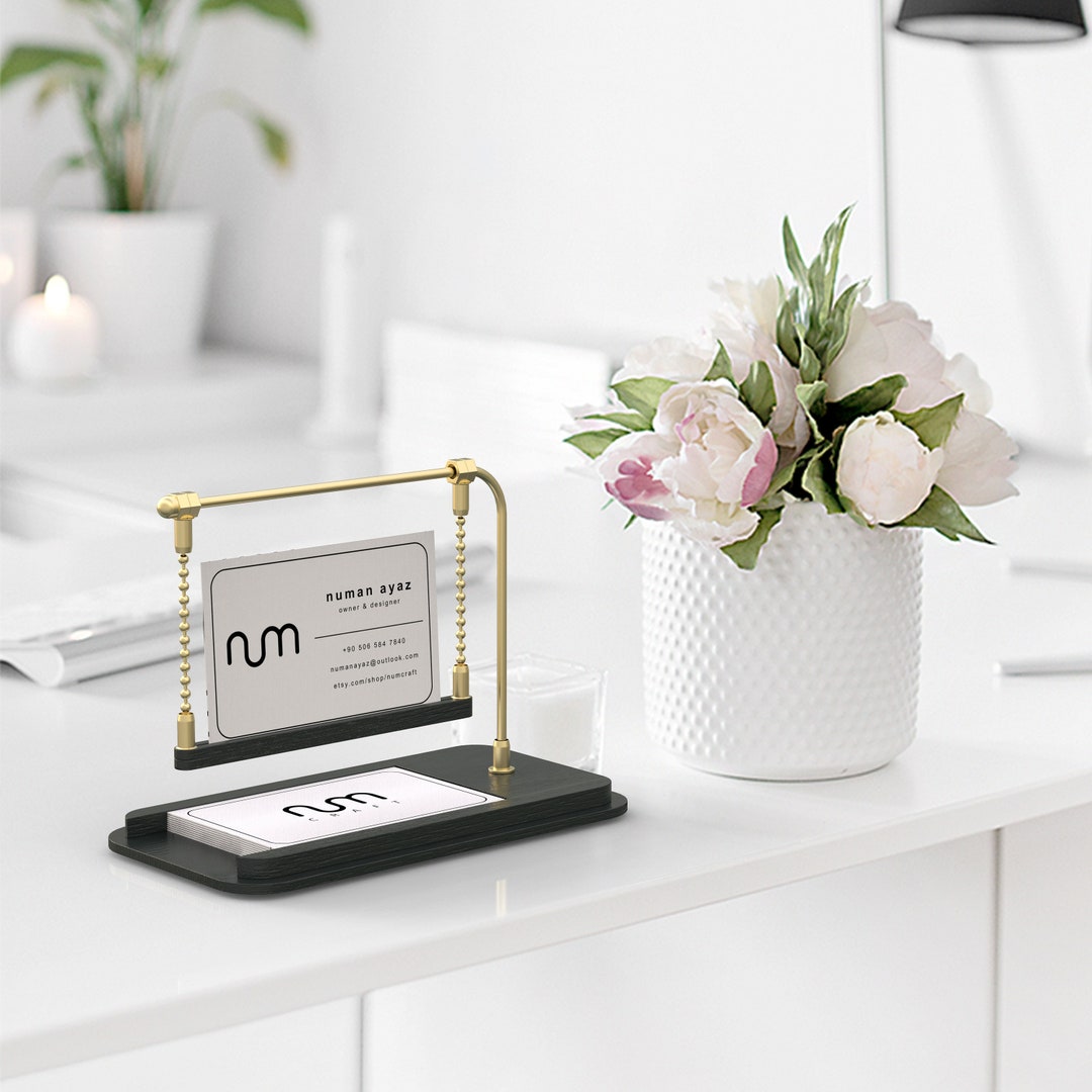 Black Business Card Stand, Business Card Holder for Desk, Business Card ...