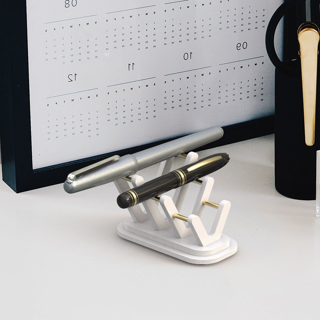White Pen Stand, Fountain Pen Display, Stylish Wood Stand - Etsy
