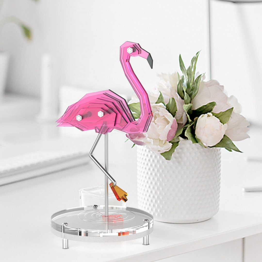 Flamingo Acrylic Sculpture, Flamingo Figurine, Animal Sculpture, Mini ...