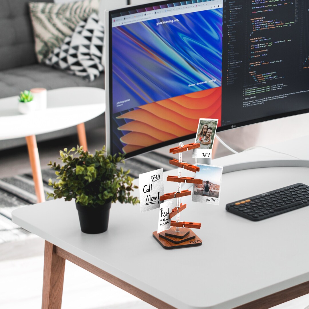 Walnut Photo Holder, Multiple Note Holder, Weekly Planner, Card Holder ...