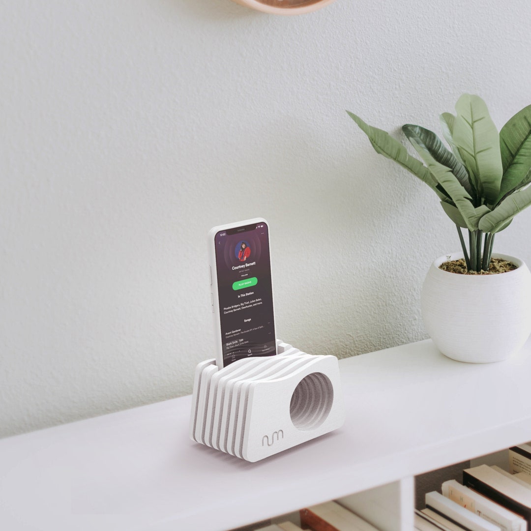 White Phone Amplifier, Passive Speaker, Charging Dock, Phone Stand - Etsy