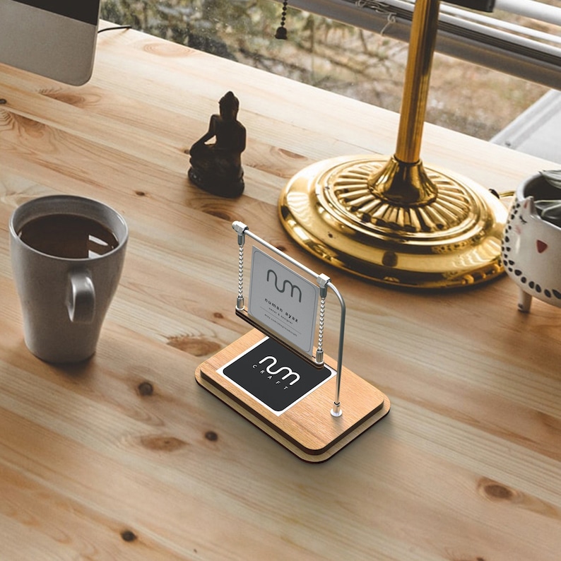 White Square Business Card Stand, Business Card Holder for Desk ...