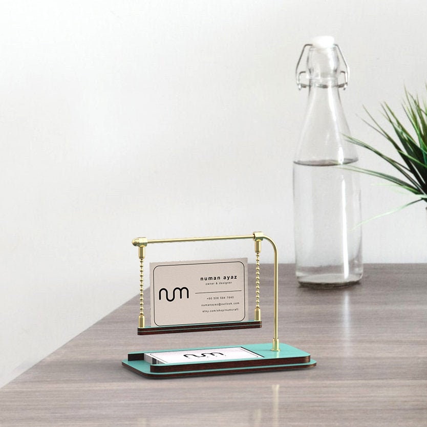 Oak Business Card Stand Business Card Holder for Desk | Etsy