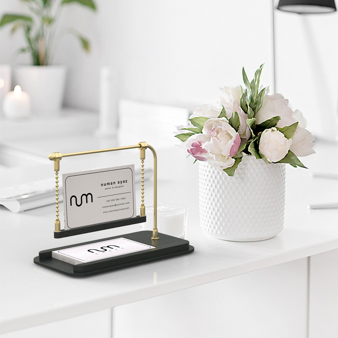 Oak Business Card Stand Business Card Holder for Desk - Etsy