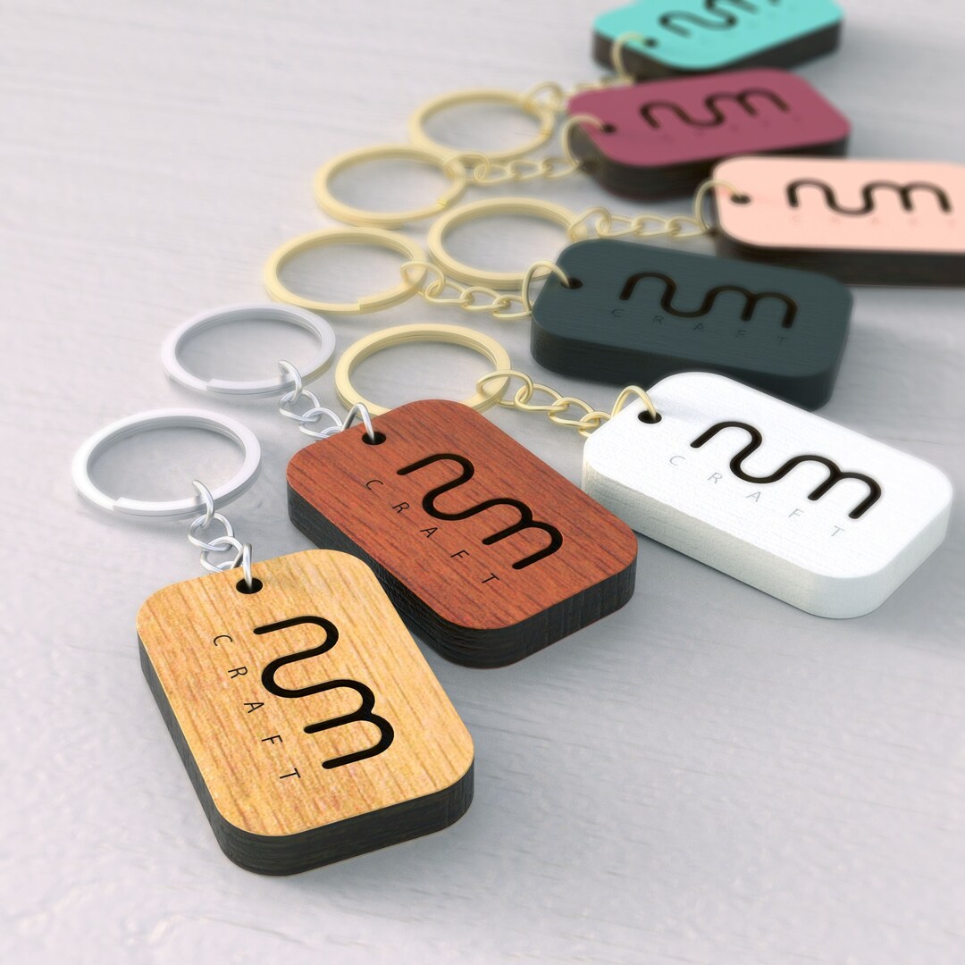 20 Pieces Custom Logo Keychain, Business Logo Keychain, Rectangle ...