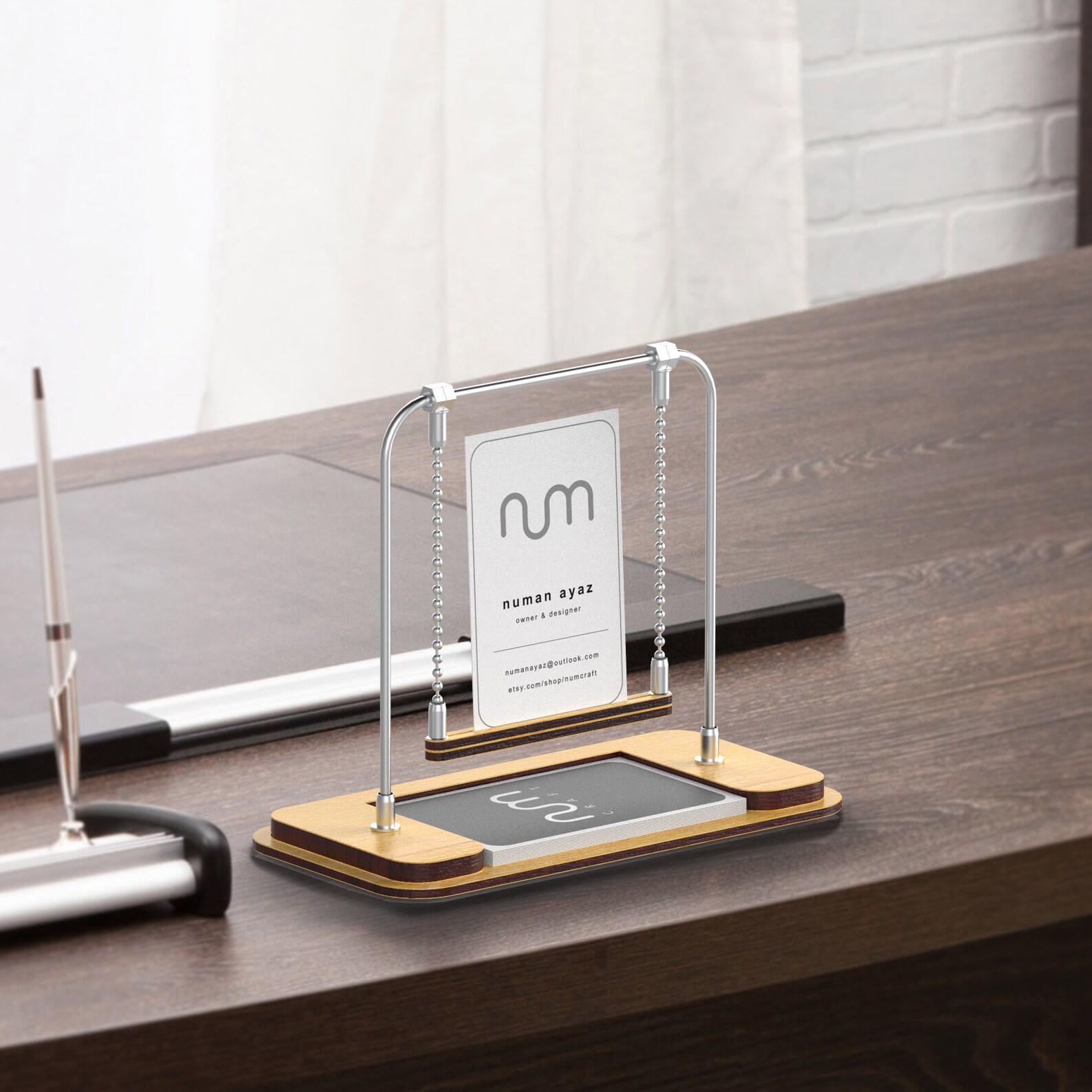 White Business Card Stand Vertical, Business Card Holder for Desk ...