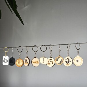 20 Pieces Custom Logo Keychain, Business Logo Keychain, Round Wooden ...