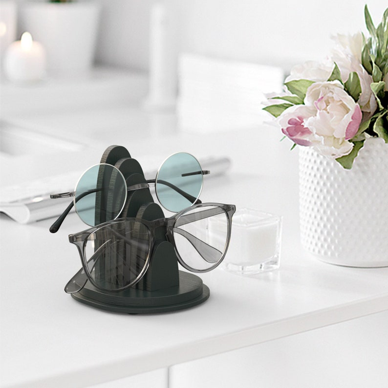 Walnut Double Glasses Holder, Eye Glasses Stand, Sunglasses Stand, Desk ...