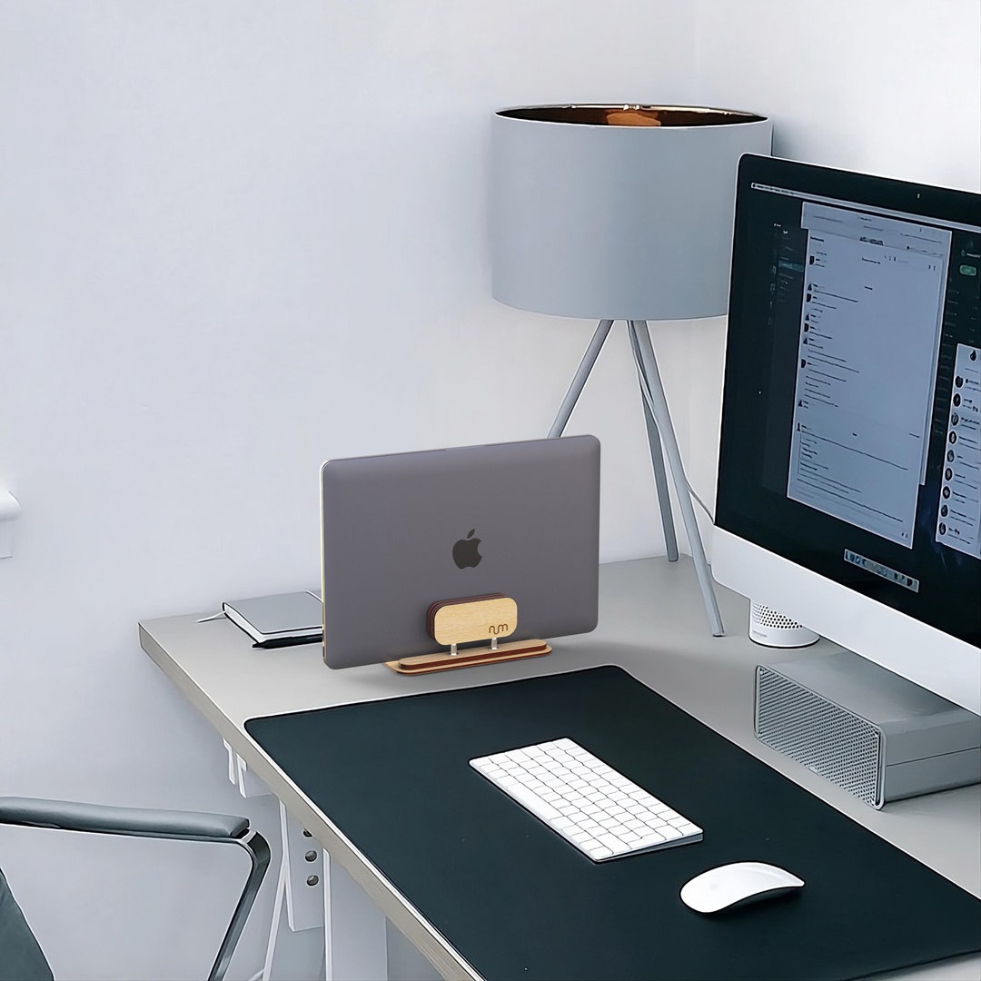 Oak Vertical Laptop Stand, Laptop Dock, Docking Station, MacBook ...