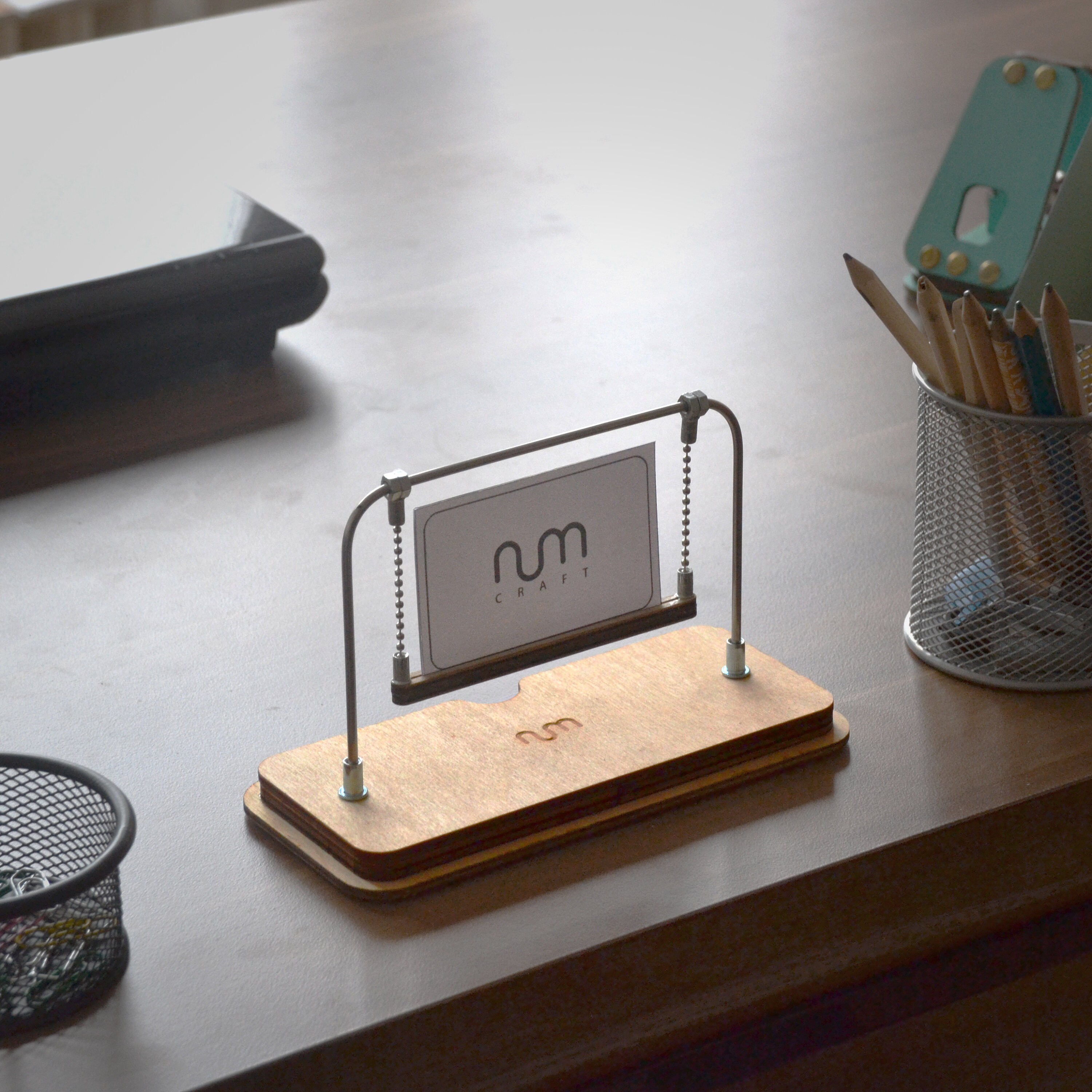 Walnut Business Card Stand Business Card Holder for Desk | Etsy