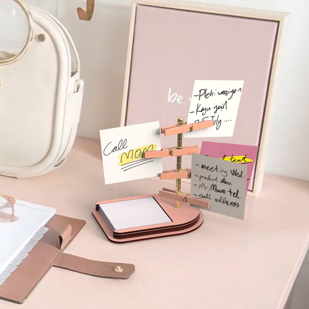 Pink Memo Holder With Cube Note Slot - Etsy