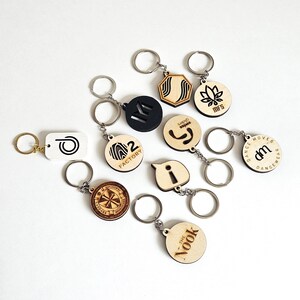 20 Pieces Custom Logo Keychain, Business Logo Keychain, Round Wooden ...