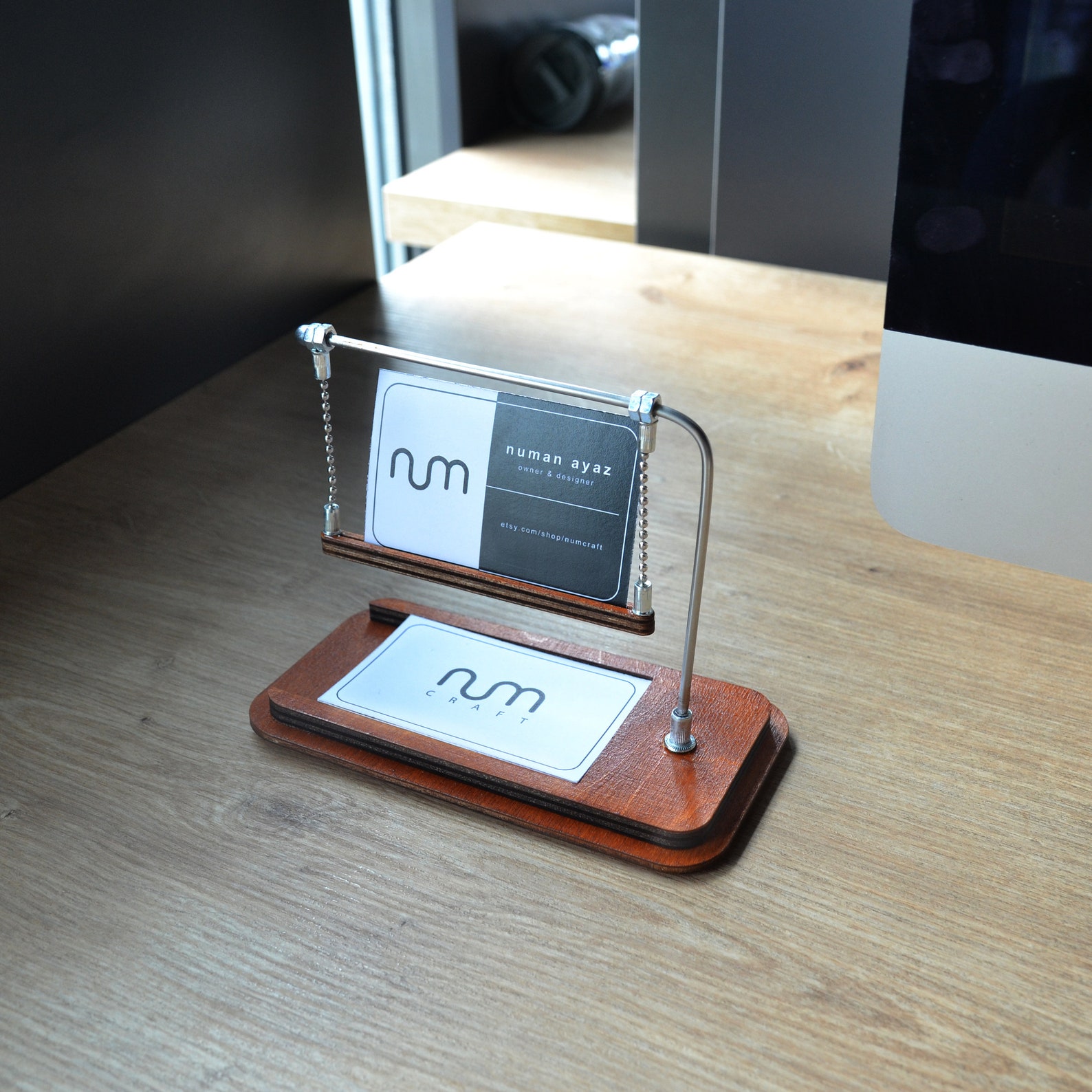 White Business Card Stand, Business Card Holder for Desk, Business Card ...