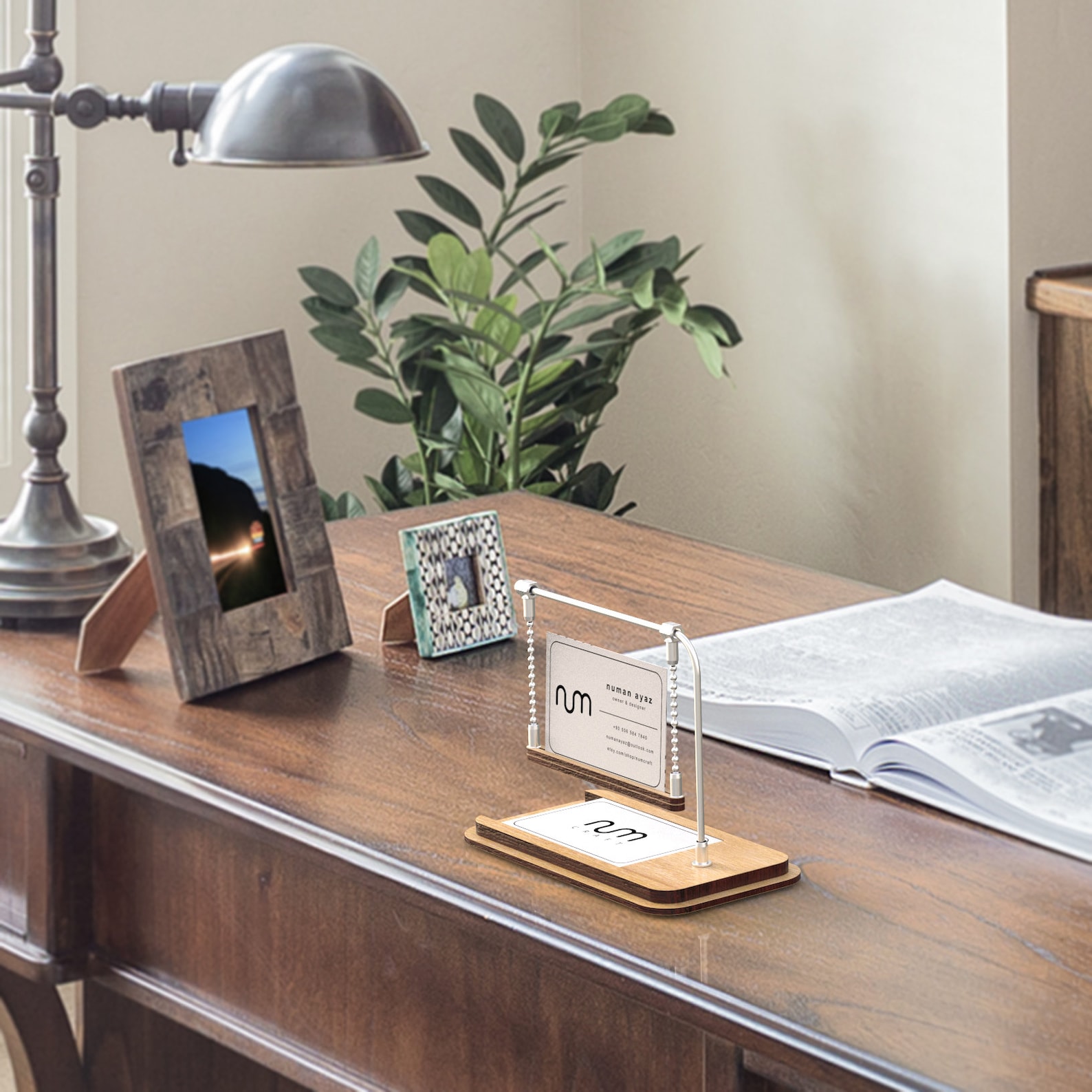 White Business Card Stand, Business Card Holder for Desk, Business Card ...