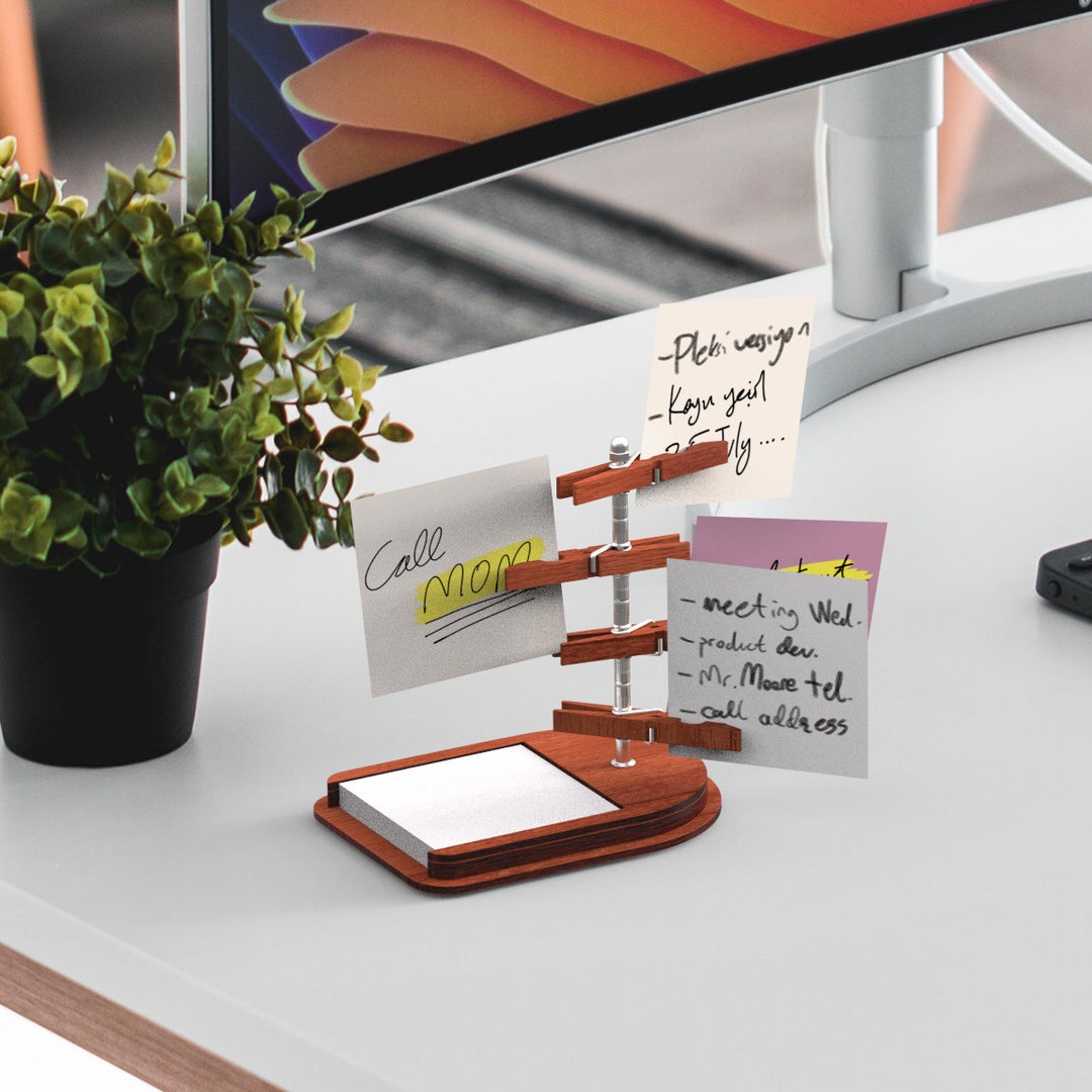 Walnut Memo Holder With Cube Note Slot - Etsy