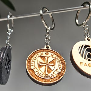 Custom Logo Keychain, Business Logo Keychain, Round Wooden Keychain ...