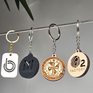 20 Pieces Custom Logo Keychain, Business Logo Keychain, Round Wooden ...