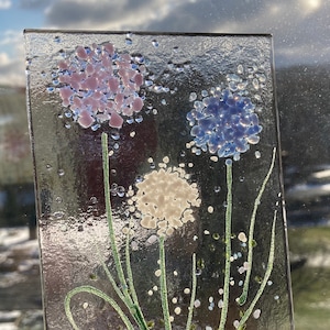 Cheerful Allium Family of Flowers Fused Glass Art Picture With - Etsy