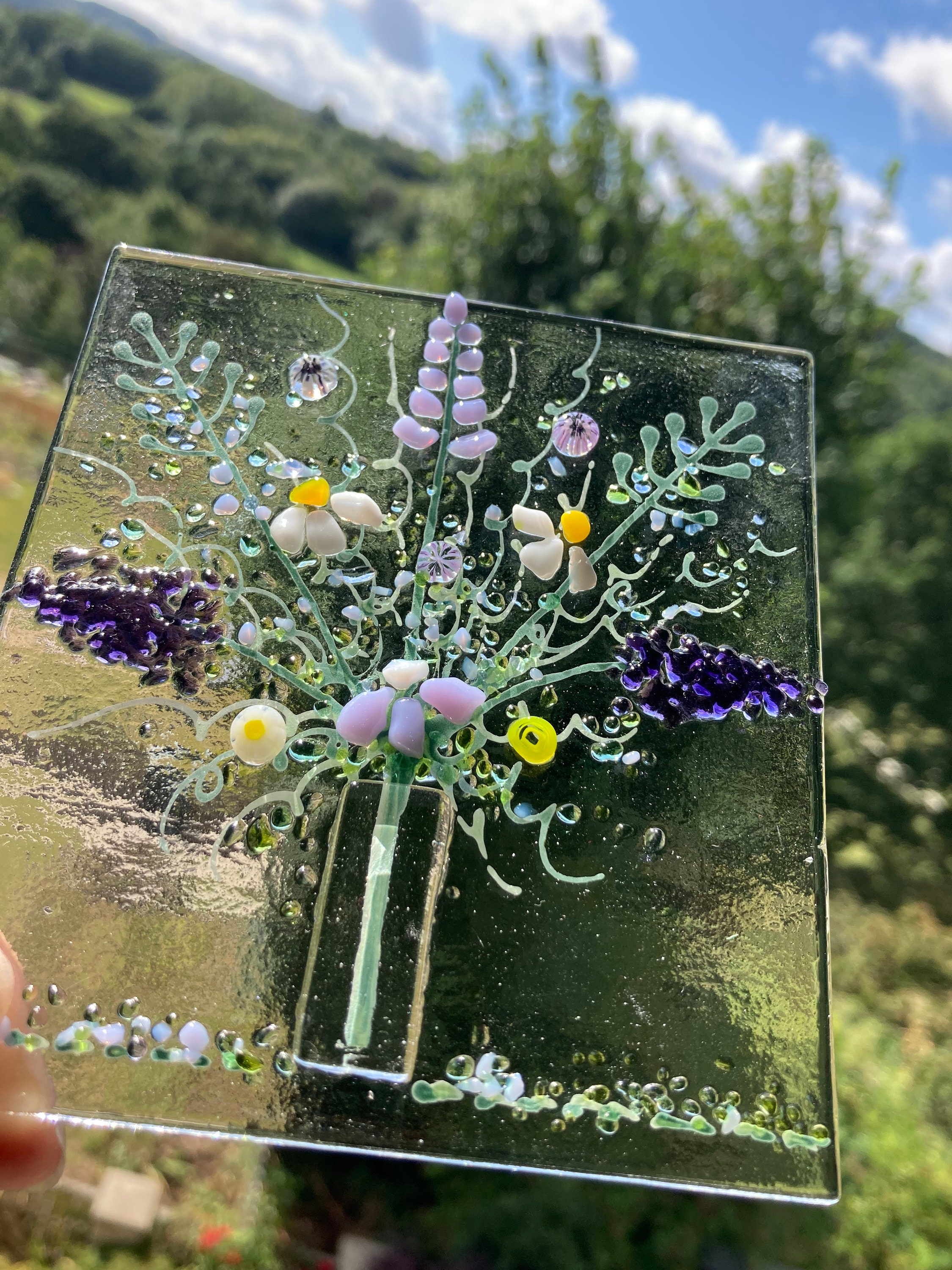 Cheerful Everlasting Forever Flower Bouquet Small Fused Glass - Etsy