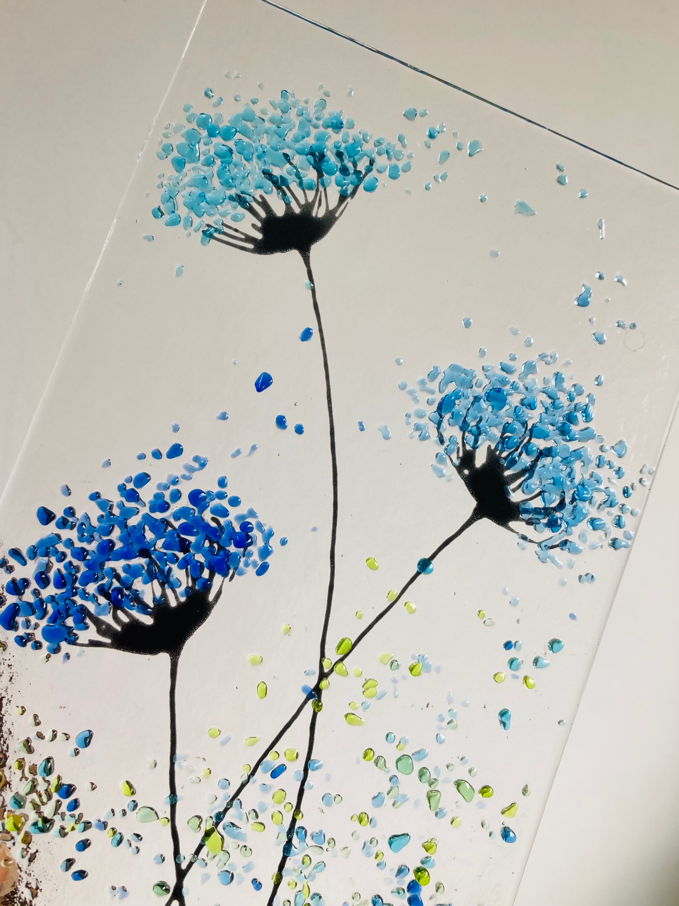 Whimsical Blue Flowers Fused Glass Art Picture Sun Catcher & - Etsy UK