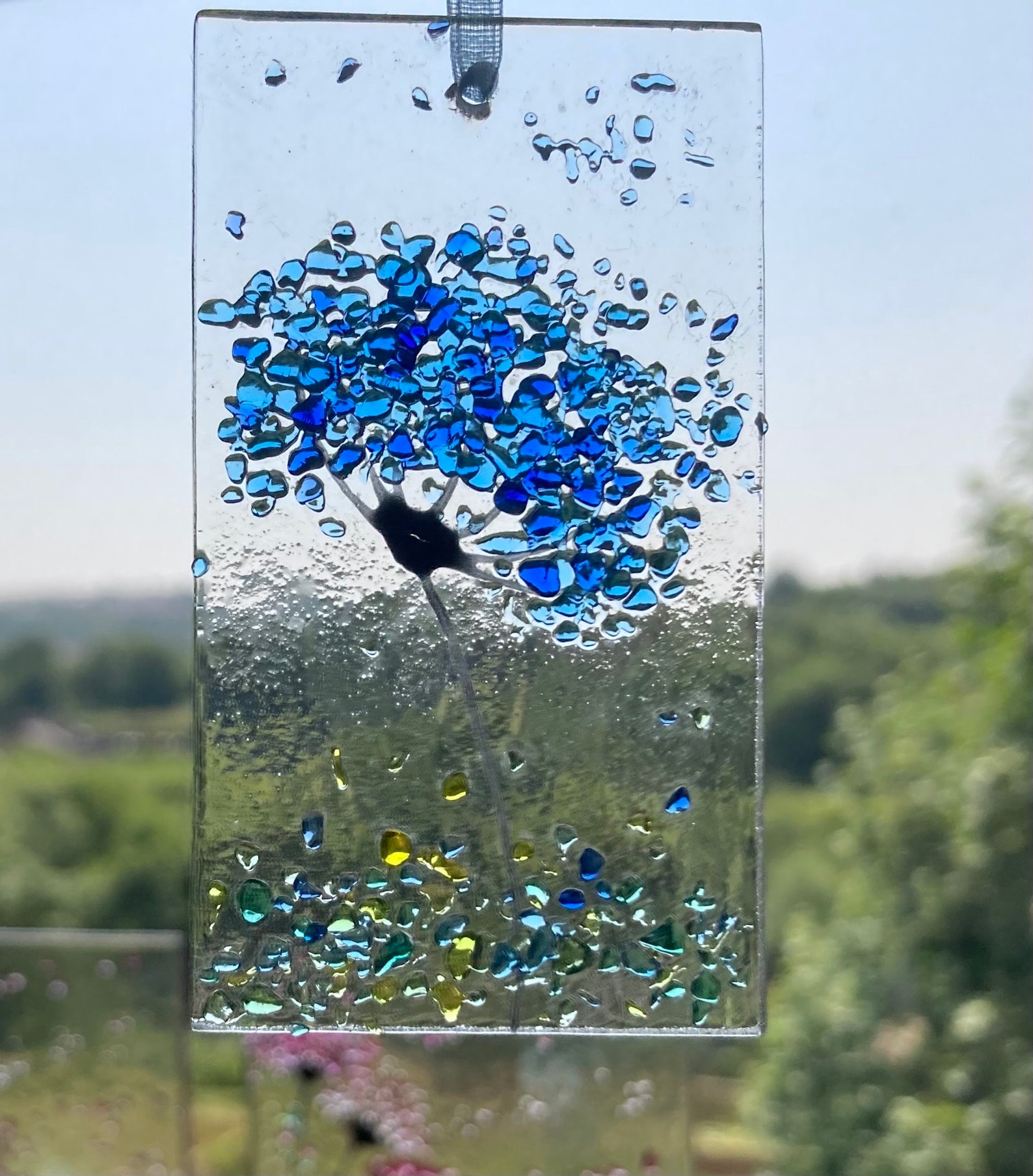 Little Whimsical 3” Fused Glass Blue Mix Jewels Flower Sun Catcher - Etsy