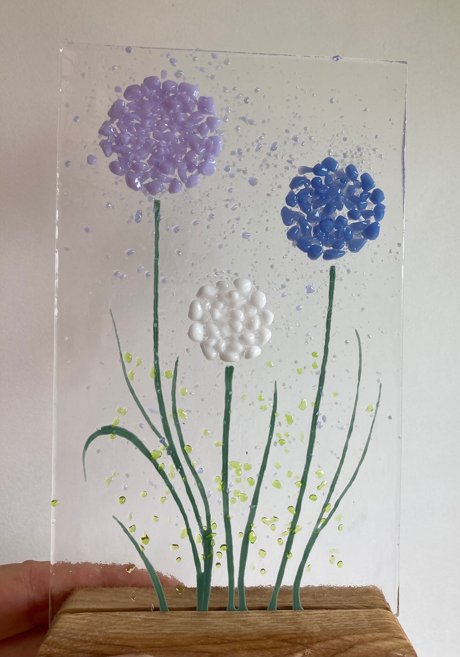 Cheerful Allium Family of Flowers fused glass Art Picture With | Etsy
