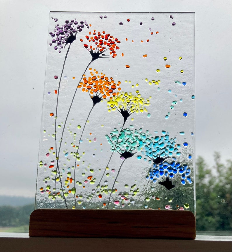 Whimsical Bright Rainbow Flowers Fused Glass Art Picture Sun - Etsy Canada