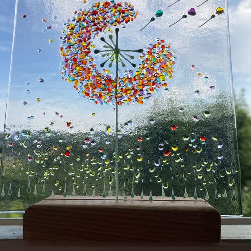 Make a Wish Rainbow Dandelion Clock Fused Glass Picture With - Etsy UK