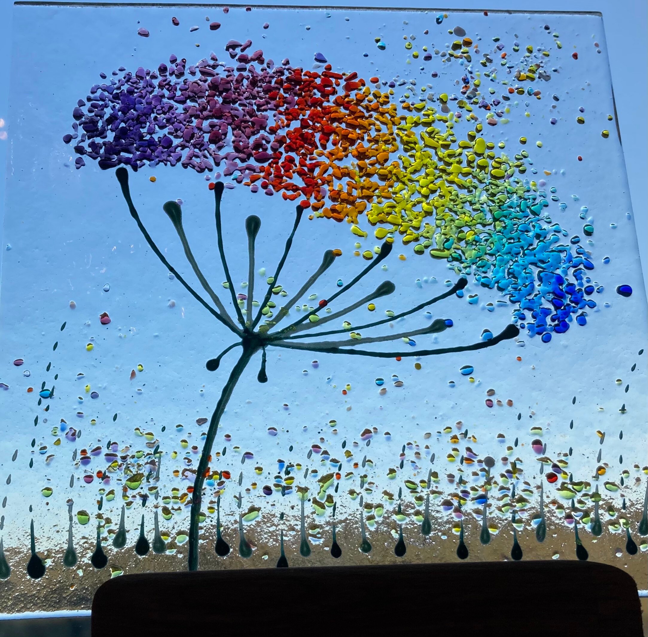 Large Cheerful Rainbow Allium Flower Fused Glass Art Picture - Etsy