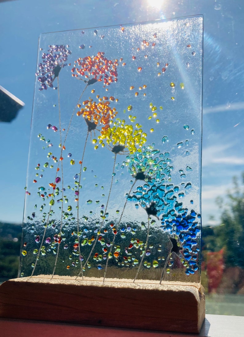Whimsical Bright Rainbow Flowers Fused Glass Art Picture Sun - Etsy Canada