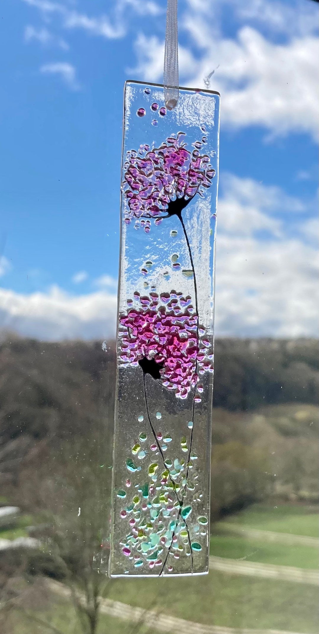 Small Fused Glass Whimsical Jewel Twin Flowers Sun Catcher - Etsy