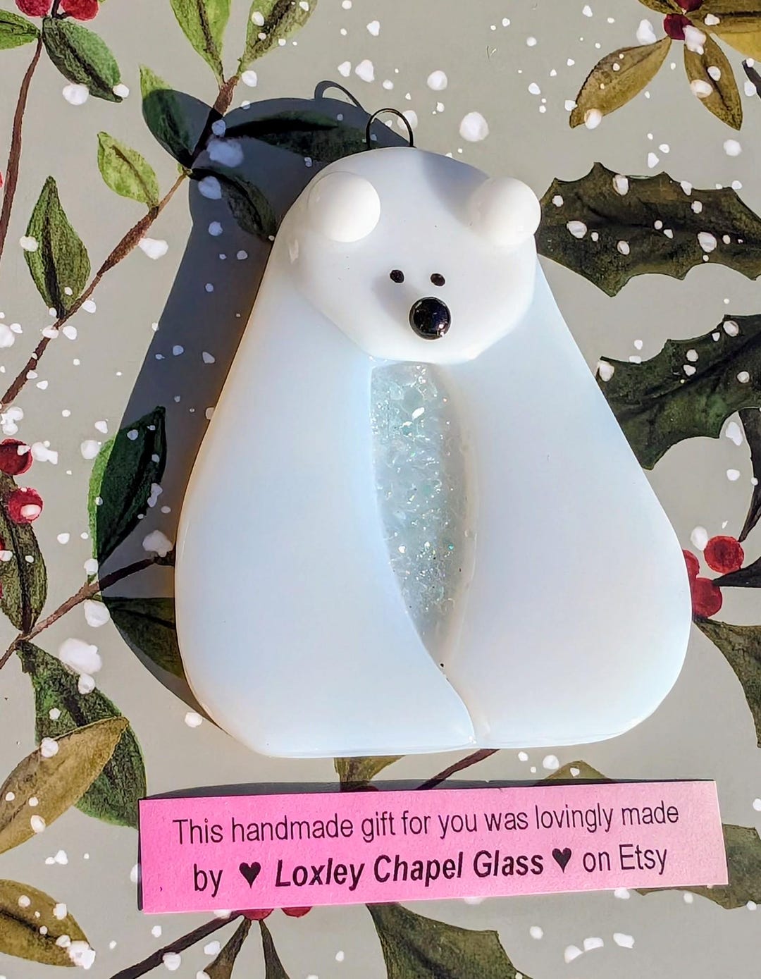 Fused Glass Polar Bear Christmas Decoration - Etsy
