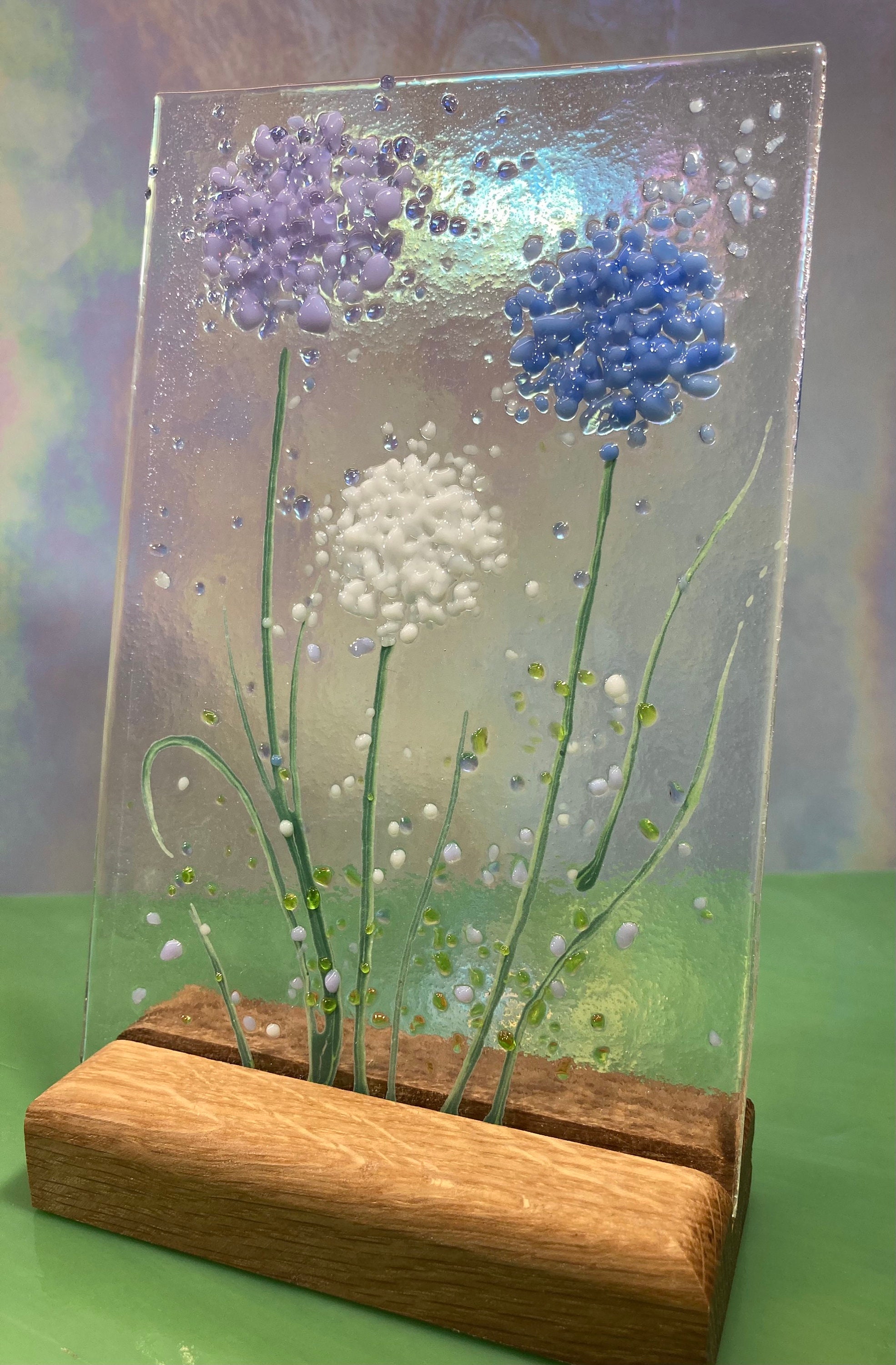 Cheerful Allium Family of Flowers fused glass Art Picture With | Etsy