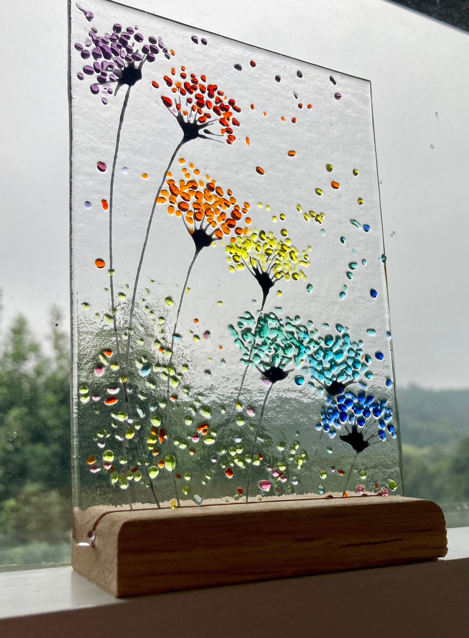 Whimsical Bright Rainbow Flowers Fused Glass Art Picture Sun - Etsy Canada