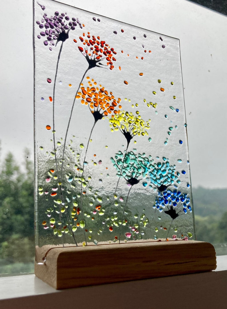 Whimsical Bright Rainbow Flowers Fused Glass Art Picture Sun - Etsy Canada
