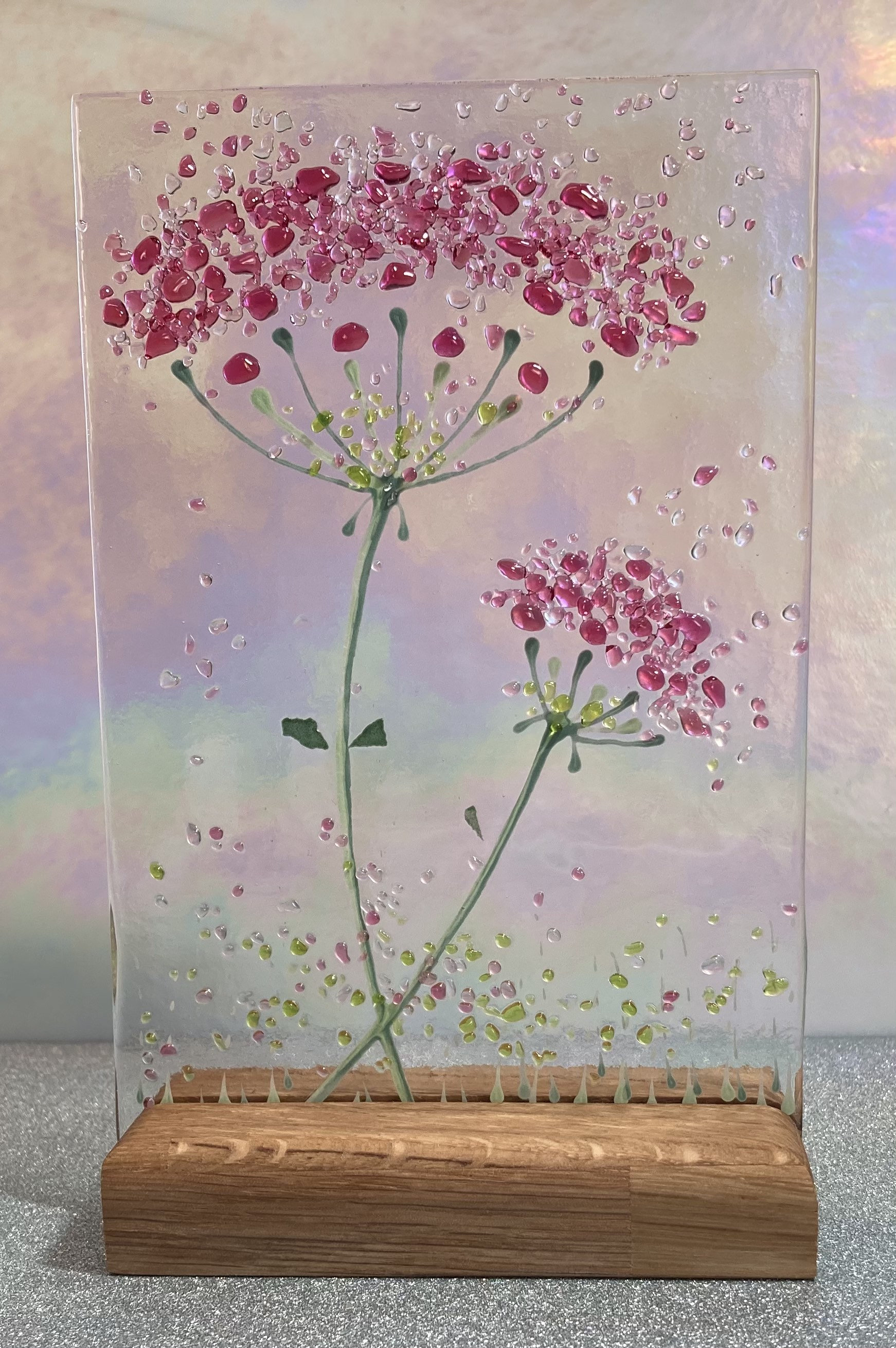 Bright Pink Fused Glass Allium Flower Meadow Picture - Etsy UK