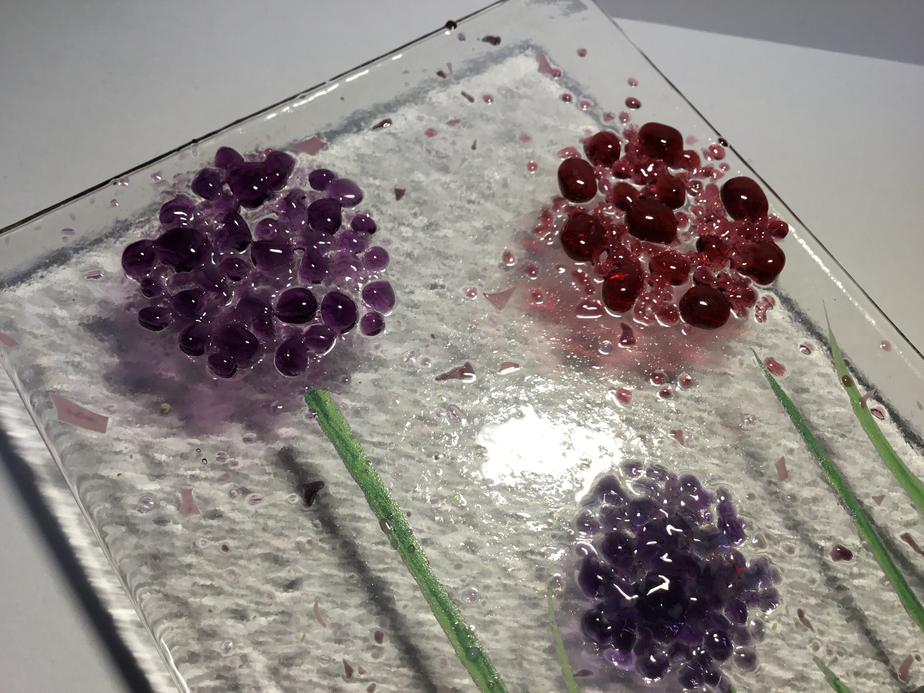 Cheerful Allium Flower Fused Glass Art Picture With Oak Stand - Etsy