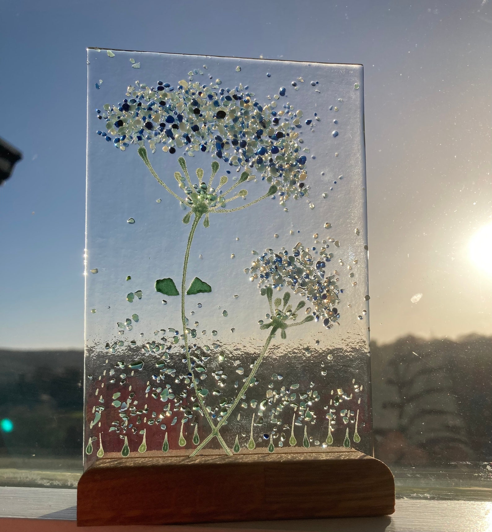 Mixed Blues Allium Flowers Fused Glass Art Picture Sun Catcher - Etsy