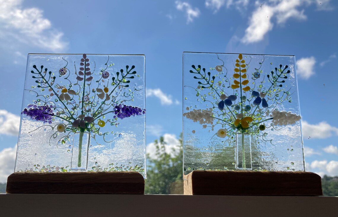 Cheerful Everlasting Forever Flower Bouquet Small Fused Glass - Etsy