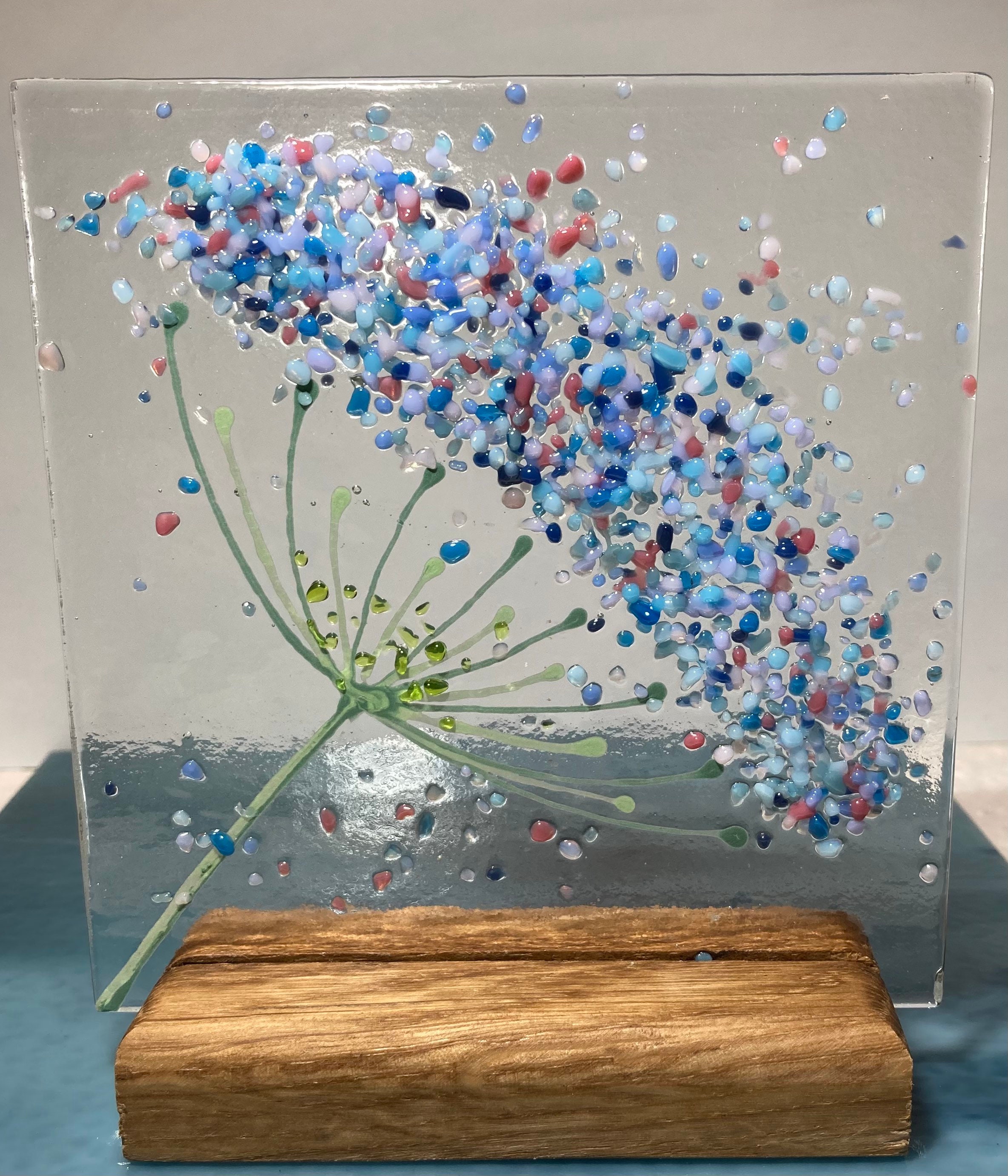 Cheerful Pink / Blue Allium Flower Fused Glass Art Picture Sun - Etsy