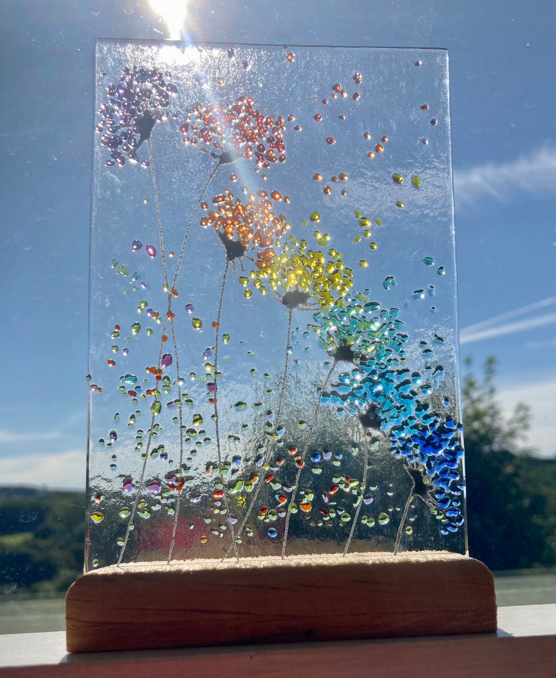 Whimsical Bright Rainbow Flowers Fused Glass Art Picture Sun - Etsy Canada