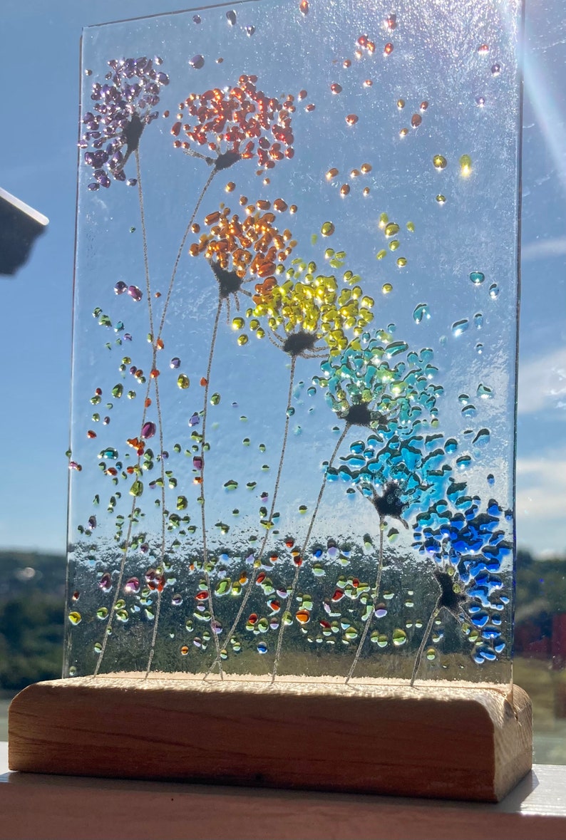 Whimsical Bright Rainbow Flowers Fused Glass Art Picture Sun - Etsy Canada