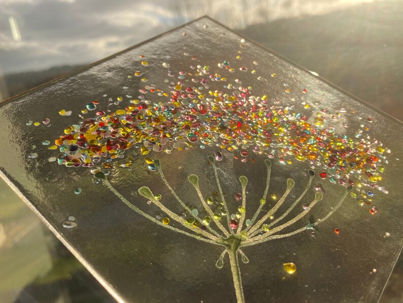 Cheerful Multicoloured Allium Flower Fused Glass Art Picture - Etsy