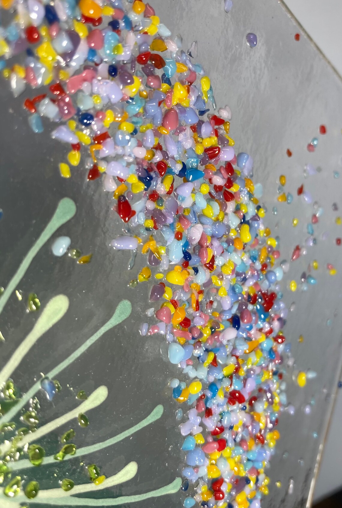 Bright Opaque Jewelled Rainbow Flower Fused Glass Art Picture Sun ...