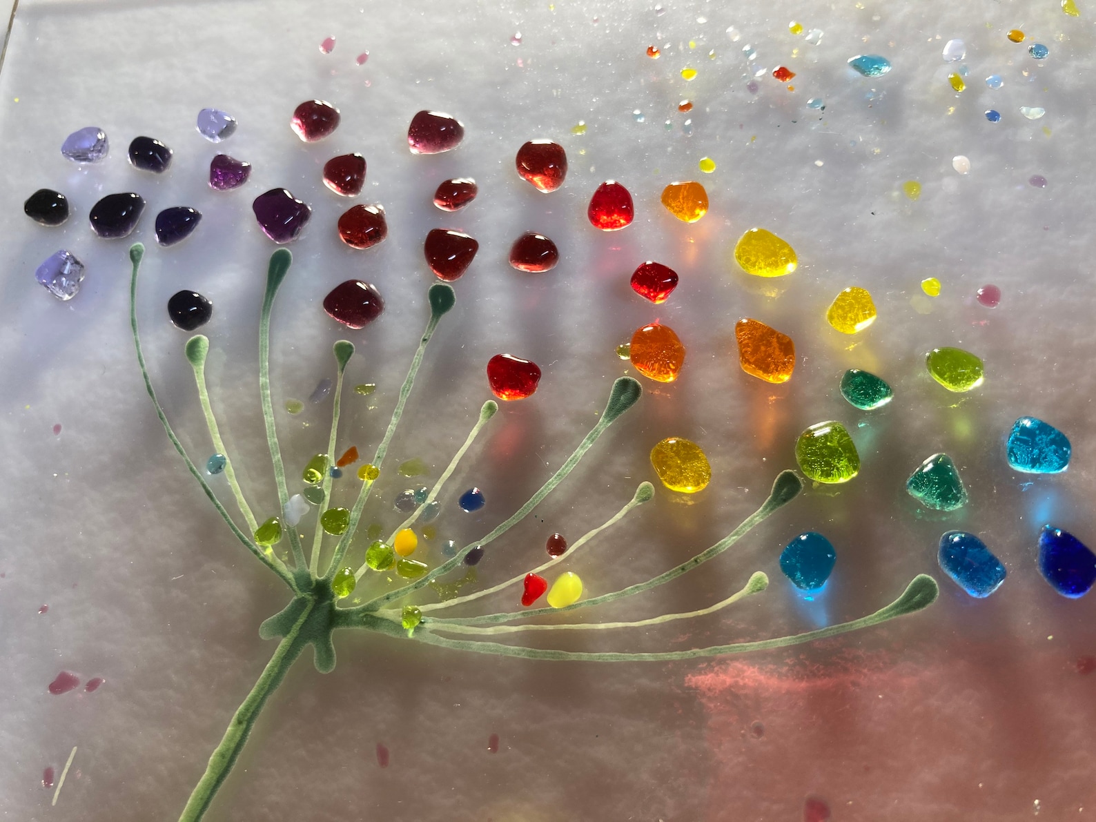 Cheerful Rainbow Allium Flower Fused Glass Art Picture Sun - Etsy