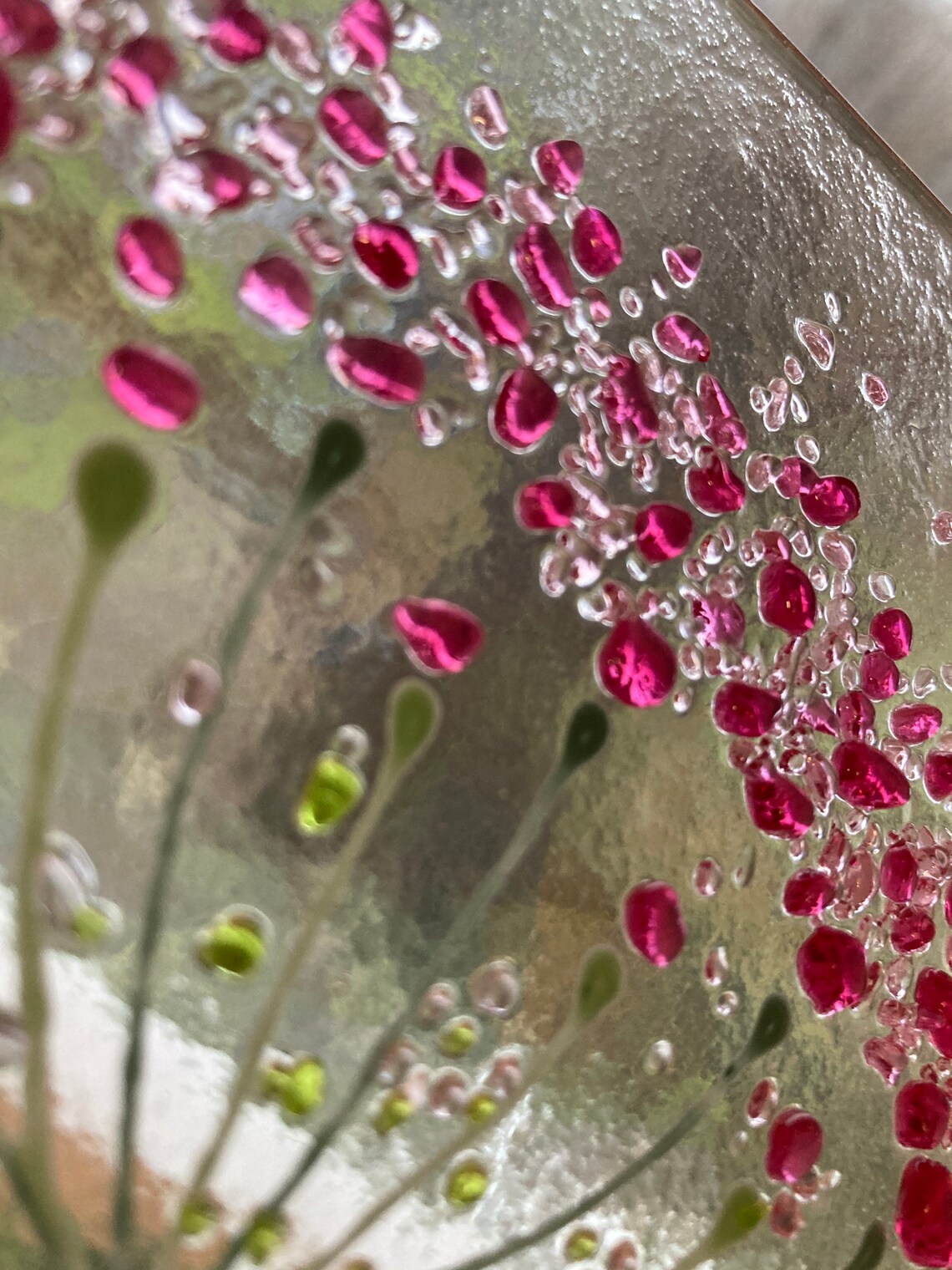 Pink Allium Flower Fused Glass Art Picture Sun Catcher & | Etsy