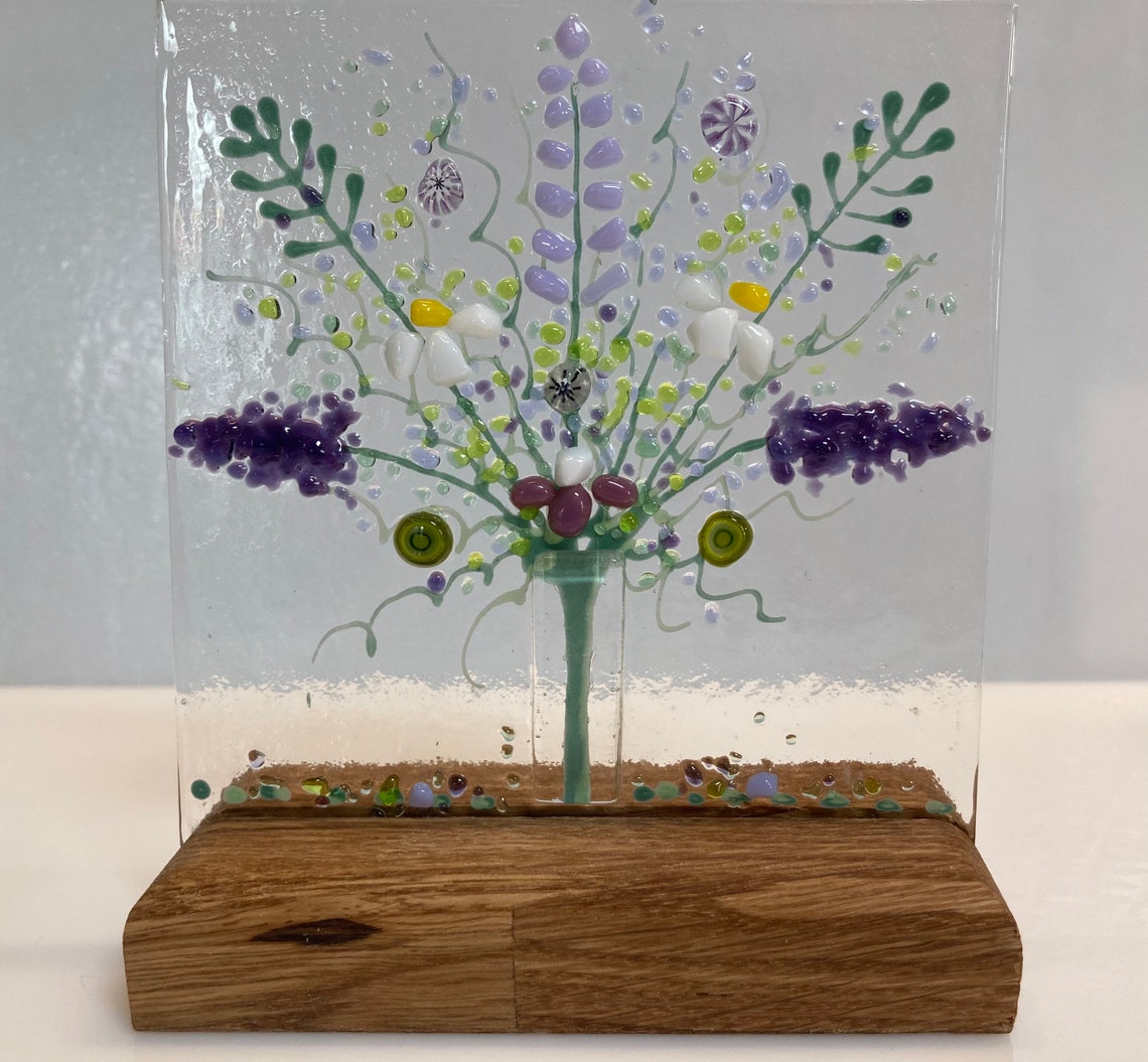 Cheerful Everlasting Forever Flower Bouquet Fused Glass Art Picture ...