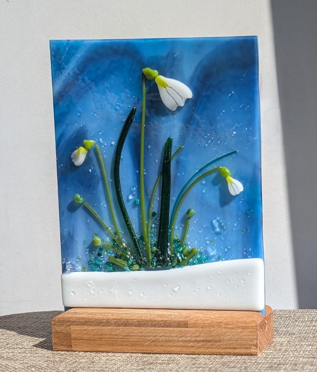 Fused Glass Snowdrop Flower Picture With Display Stand #3 - Etsy