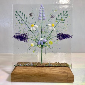 Cheerful Everlasting Forever Flower Bouquet Small Fused Glass Art ...